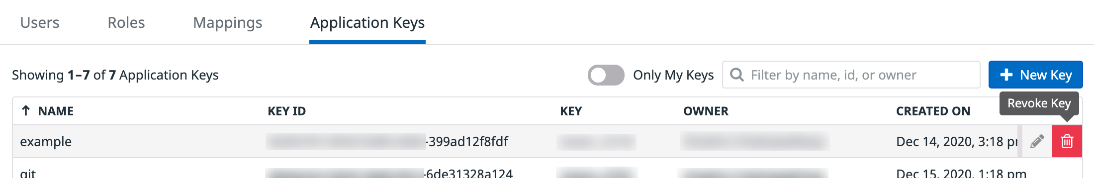 API and Application Keys