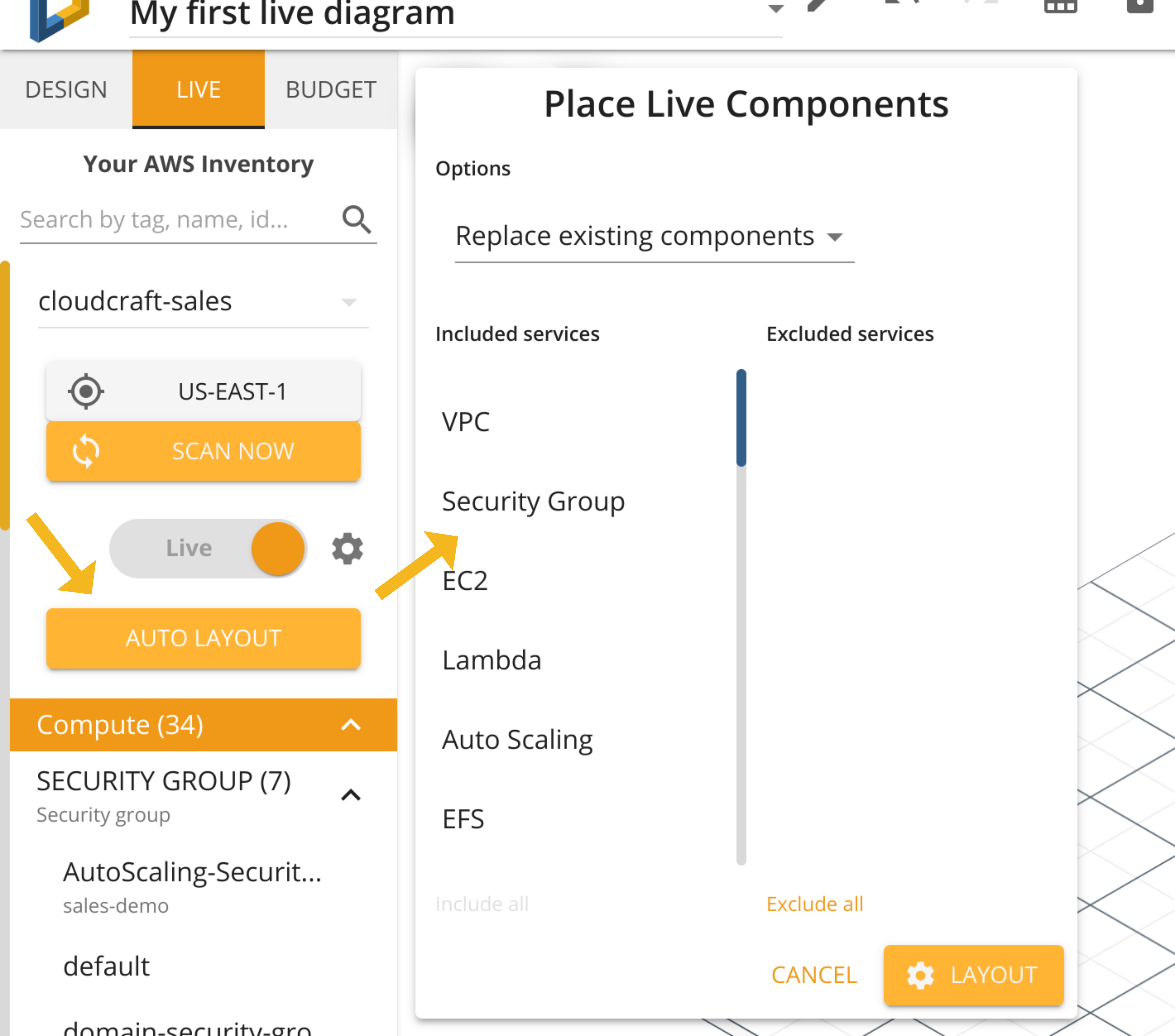 Create your first live AWS diagram