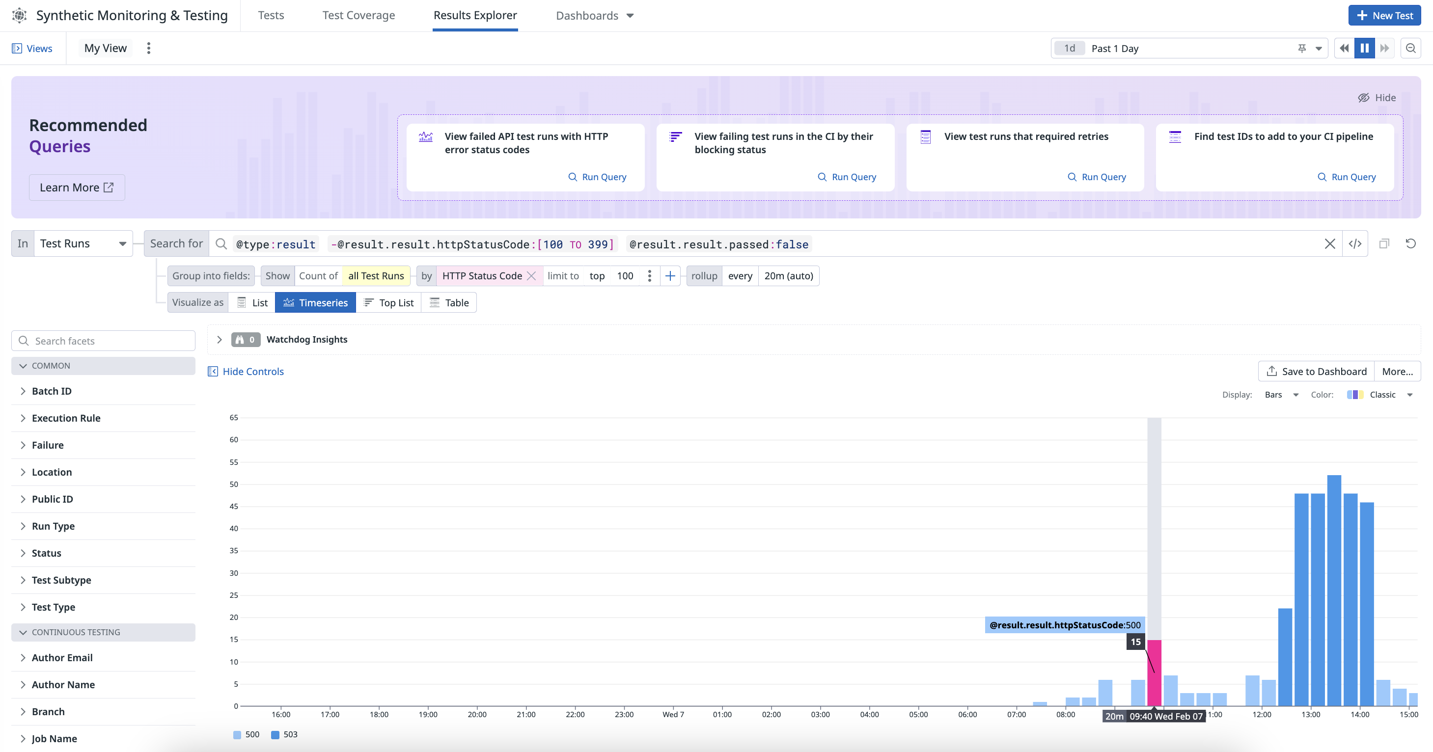 dashboard - How to visualize response data of a Synthetic test's in ...