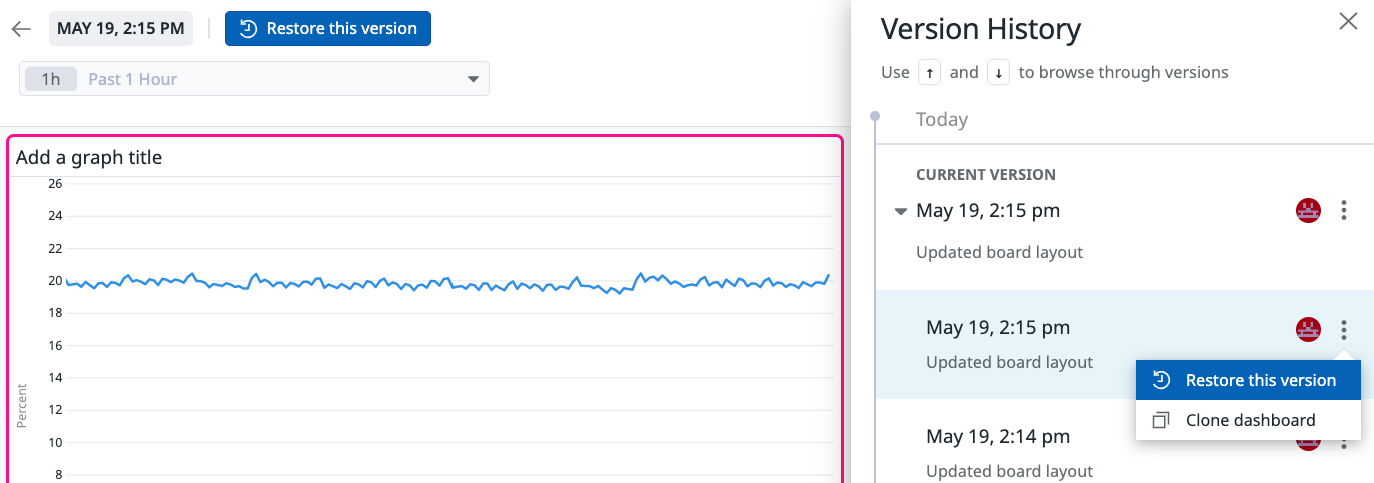 Version History for Dashboards