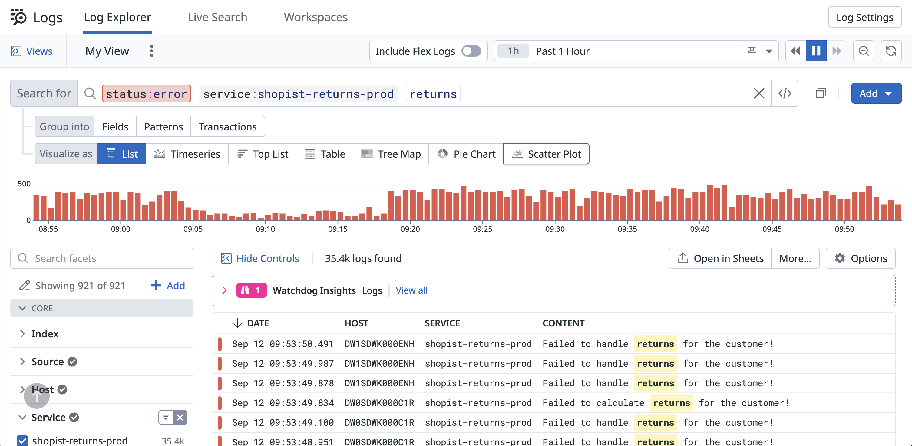 Analyze Error Logs Using Sheets